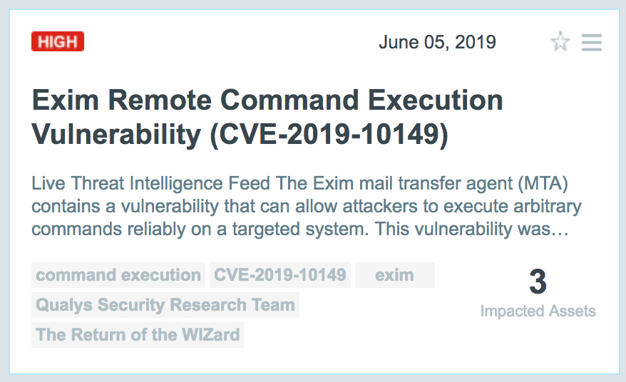 Exim MTA Vulnerability (The Return of the WIZard – CVE-2019-10149 ...